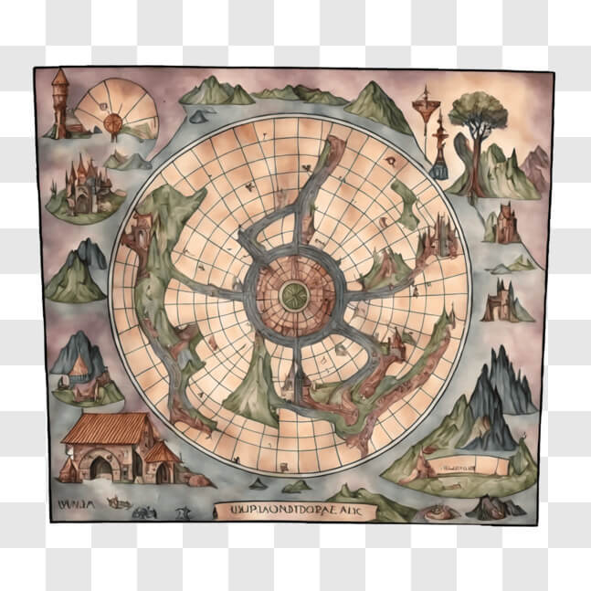 Download Circular Map for Role-Playing Games PNGs Online - Creative Fabrica