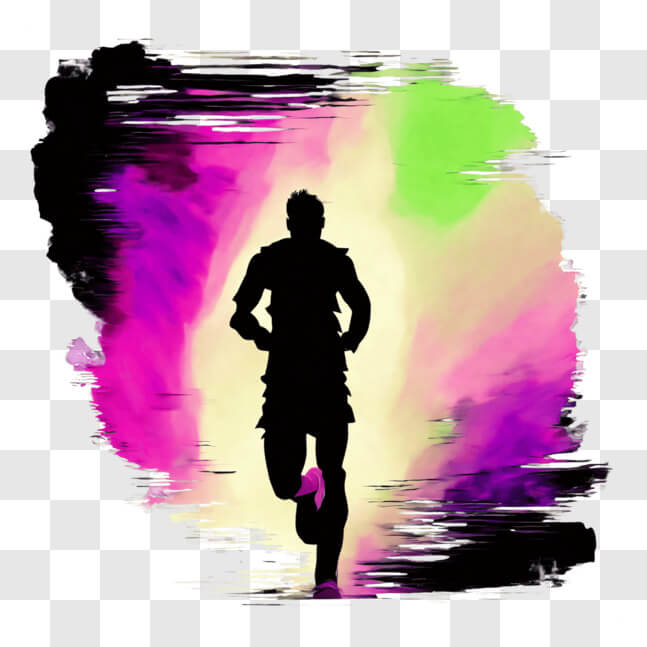 Download Colorful Silhouette of a Runner with Paint Splashes PNGs ...