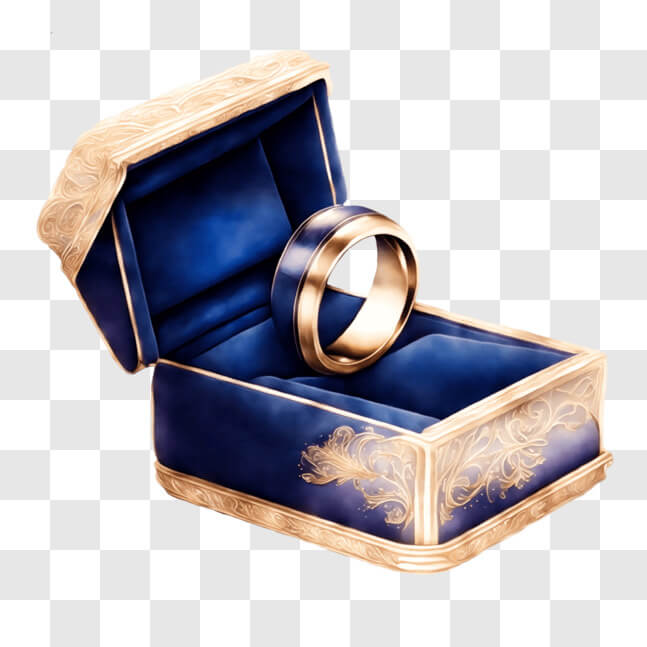 Download Elegant Wedding Ring Box with Gold and Silver Ornaments PNGs ...