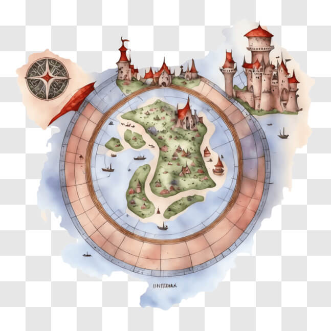 Download Fantasy Map with Castles and Compass Markers PNGs Online ...