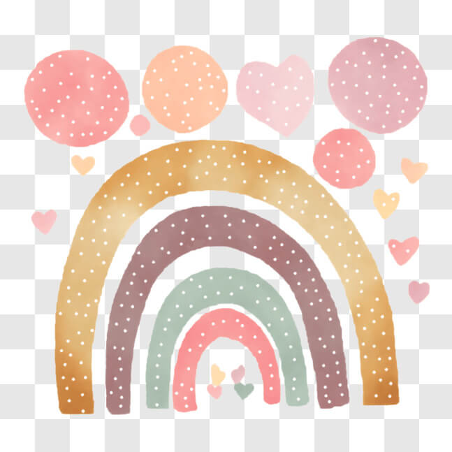 Download Colorful Rainbow with Hearts and Polka Dots Background PNGs ...