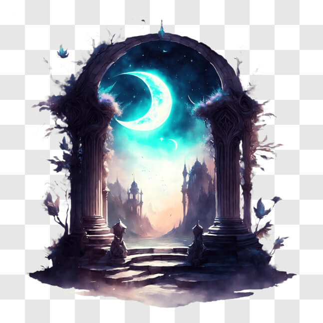 Download Fantasy Archway Leading to a Magical World with Moon and Stars ...