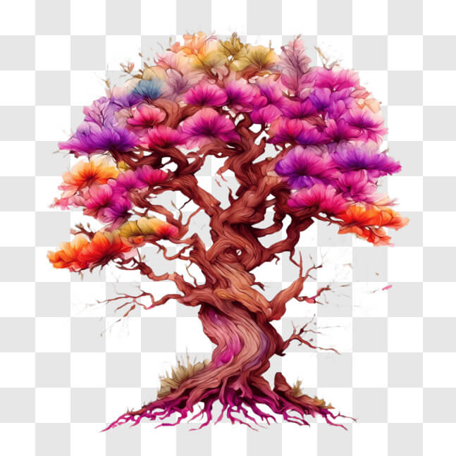 Download Colorful Tree with Roots PNGs Online - Creative Fabrica
