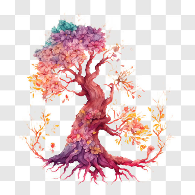 Download Colorful Abstract Tree with Roots and Branches PNGs Online ...