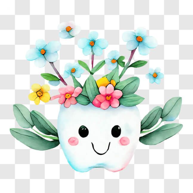 Download Cartoon tooth with flowers in its mouth PNGs Online - Creative ...
