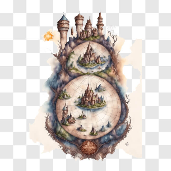 Download Magical Fantasy World with Castles and Mythical Creatures PNGs ...