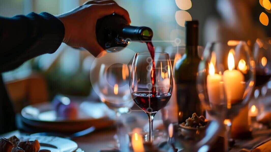 Elegant Wine Pouring at the Dinner Table stock photo | Creative Fabrica