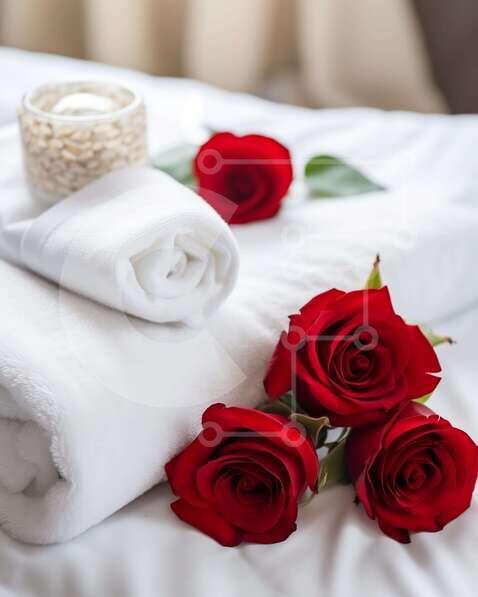 Relaxing Spa Experience with Red Roses and Aromatherapy stock photo ...