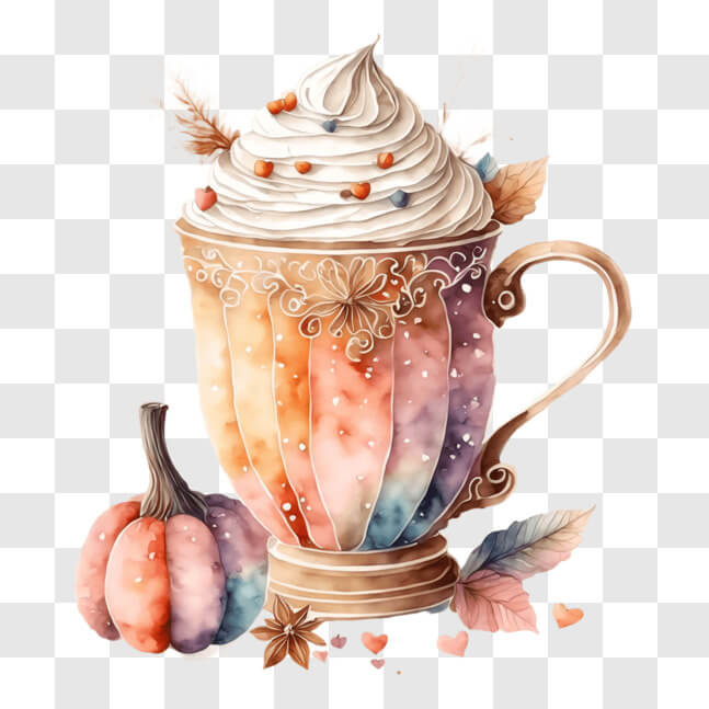 Download Autumn-themed Coffee Cup with Whipped Cream and Fall ...