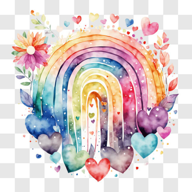 Download Colorful Rainbow with Hearts and Flowers PNGs Online ...