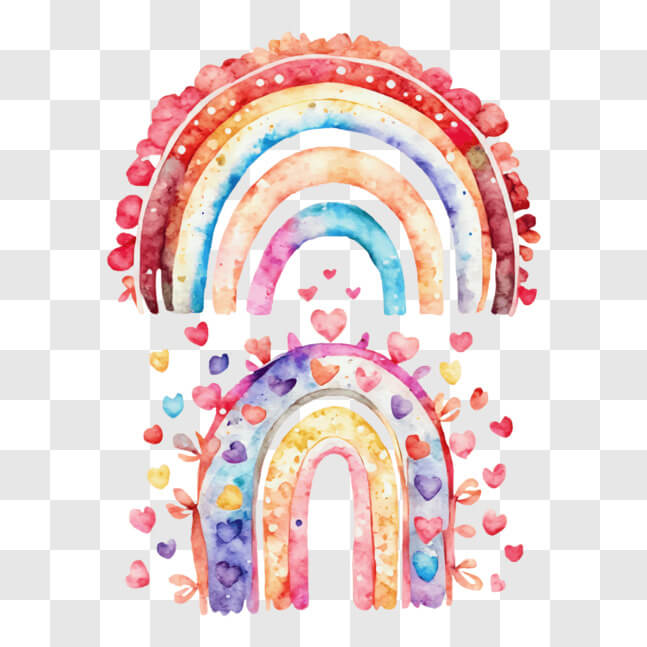 Download Watercolor Painting of Rainbows and Hearts for Valentine's Day ...