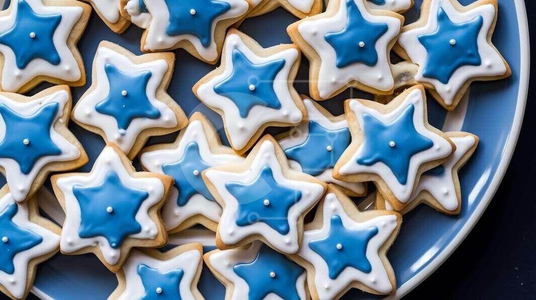Blue Star Cookies with Unique Designs stock photo | Creative Fabrica