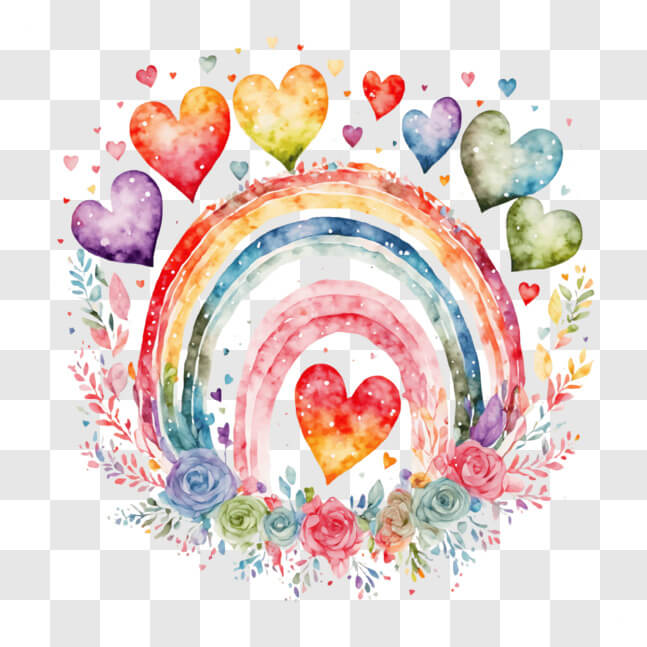 Download Colorful Rainbow with Hearts and Flowers PNGs Online ...