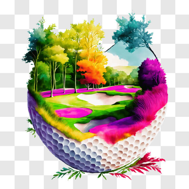 Download Colorful Golf Ball in Idyllic Forest Landscape PNGs Online ...