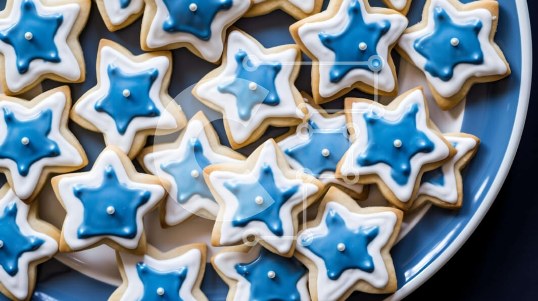 Delicious Blue and White Star-Shaped Cookies stock photo | Creative Fabrica