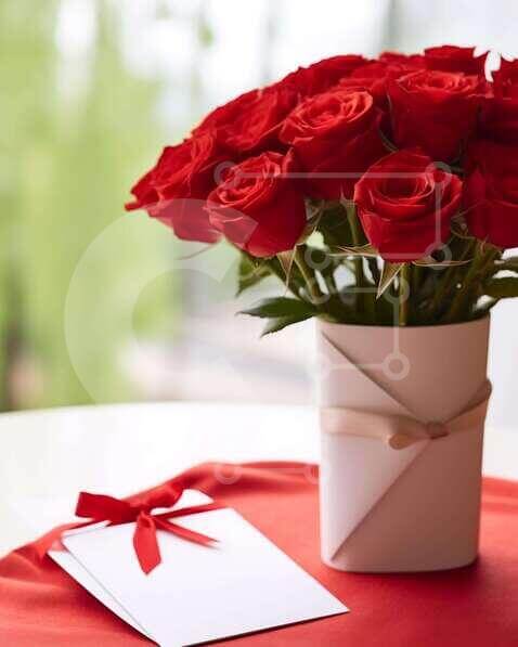 Red Roses Bouquet with Card - Beautiful Gift Idea stock photo ...