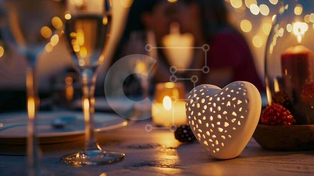 Romantic Dining Table with Candles and Wine Glasses stock photo ...