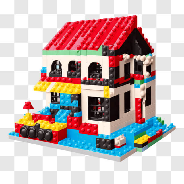 Download Colorful Lego House on Black Background PNGs Online - Creative ...