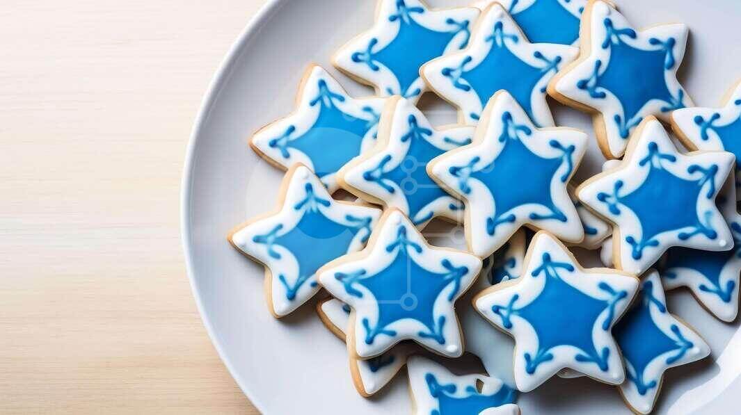Delicious Blue Star Cookies on a White Plate stock photo | Creative Fabrica
