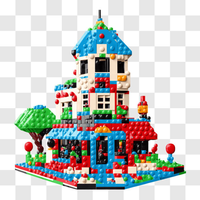 Download Colorful Lego House with Furniture PNGs Online - Creative Fabrica