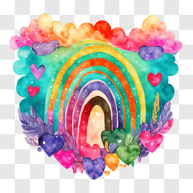 Download Colorful Rainbow with Hearts, Flowers, and Butterflies PNGs ...