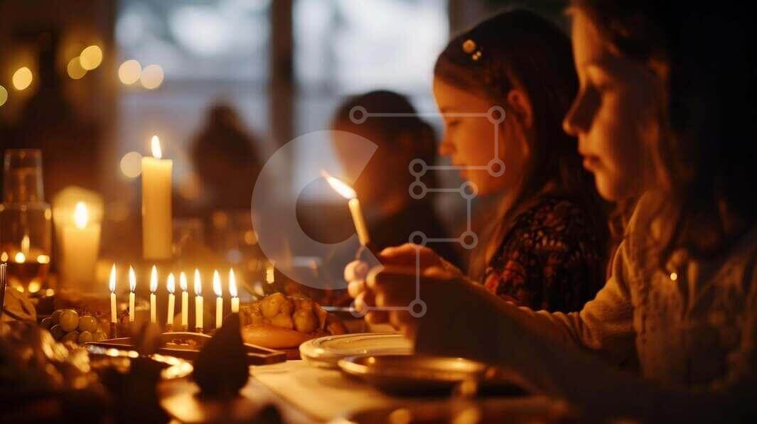 Children Celebrating with Lit Candles at a Festive Holiday Gathering ...