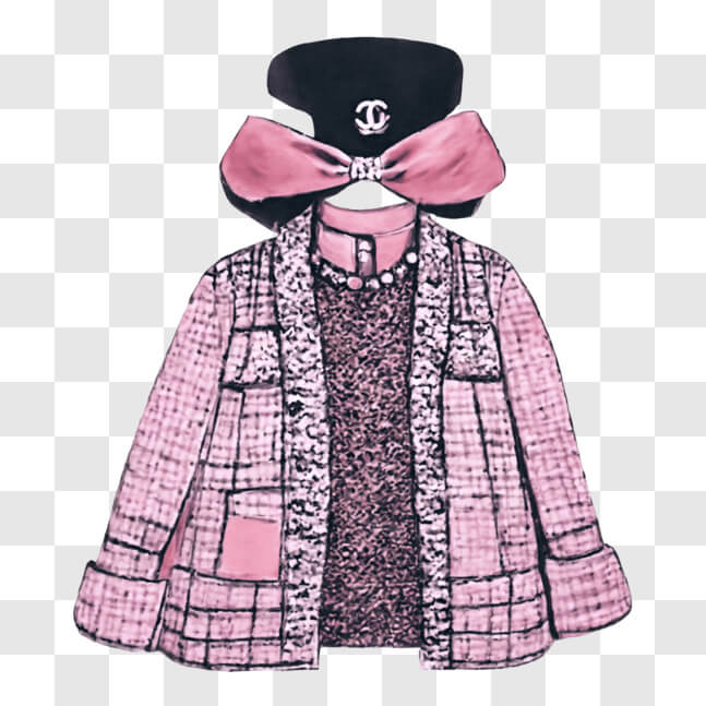 Download Fashion Illustration of Pink Chanel Jacket, Hat, and Bow Tie ...