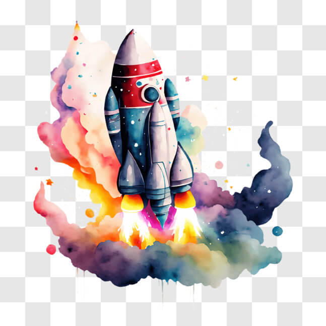 Download Colorful Rocket Ship Flying Through Clouds PNGs Online ...