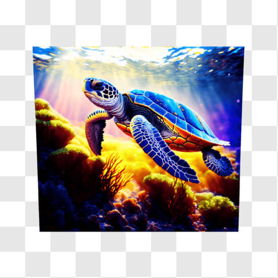 Download Turtle Walking in Tropical Landscape with Palm Trees and ...