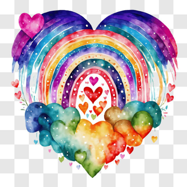 Download Heart-Shaped Watercolor Painting with Colorful Hearts and ...