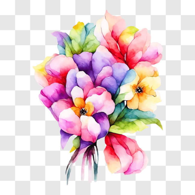 Download Colorful Watercolor Flower Bouquet PNGs Online - Creative Fabrica