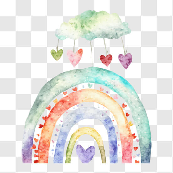Download Watercolor Rainbow with Hearts, Flowers, and Butterflies PNGs ...