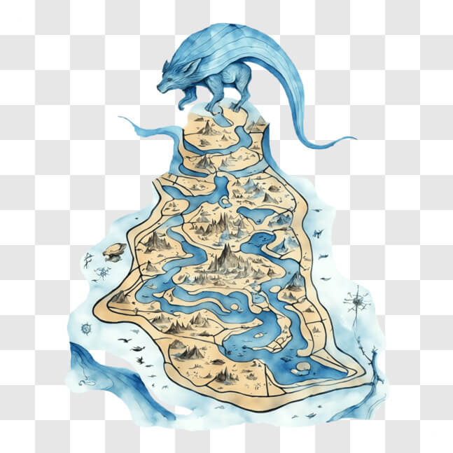 Download Map of Island with Dragon PNGs Online - Creative Fabrica