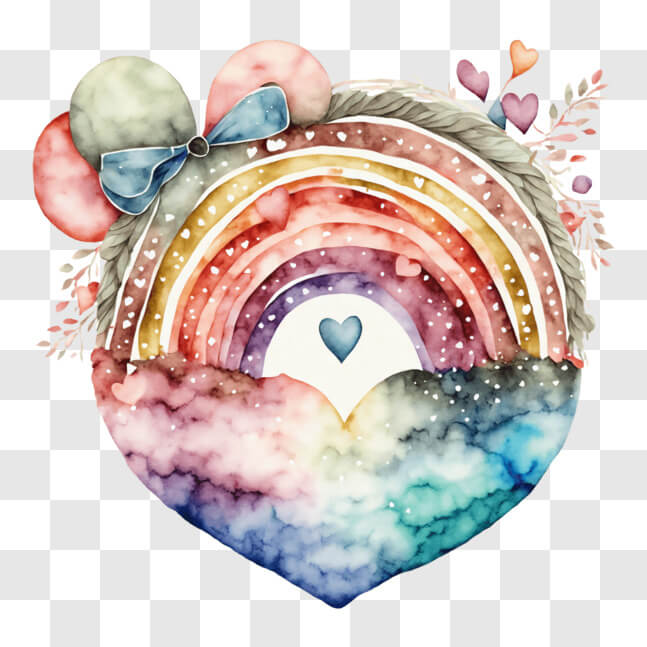 Download Abstract Rainbow Heart Watercolor Painting with Balloons and ...