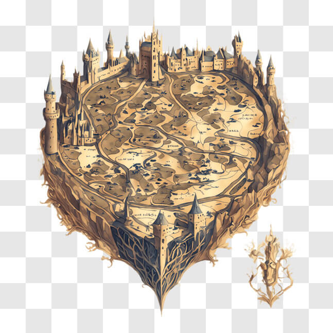 Download Fantasy World Heart-shaped Map PNGs Online - Creative Fabrica