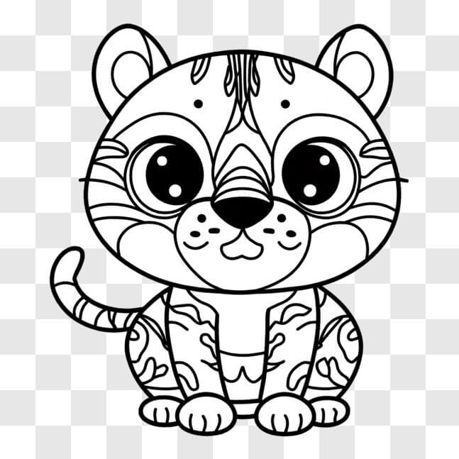 Download Black and White Tiger Educational Coloring Page PNGs Online ...