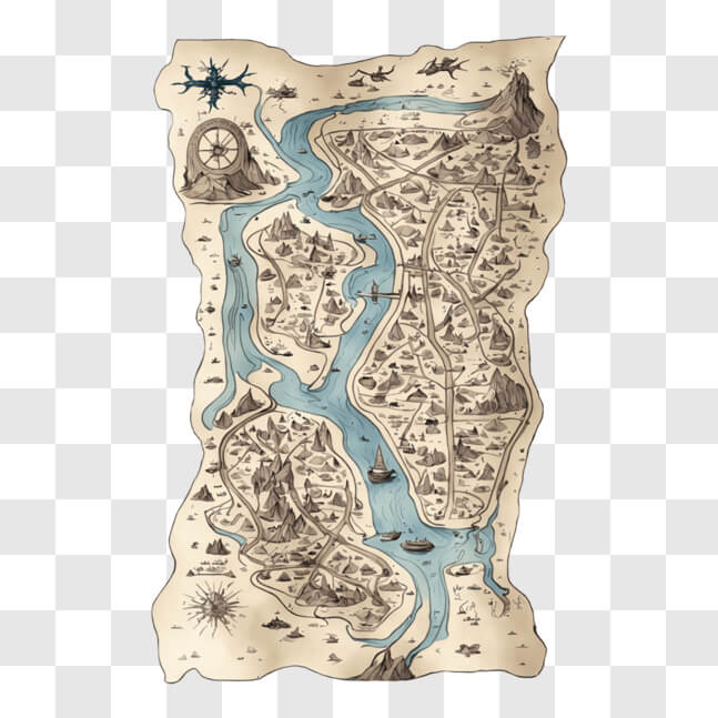 Download Old-fashioned Pirate Ship Map PNGs Online - Creative Fabrica