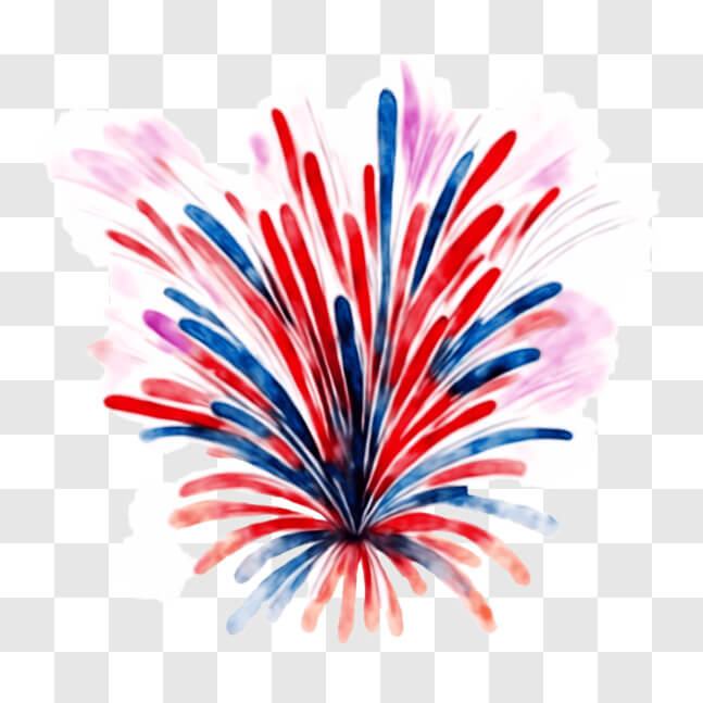 Download Red, White, and Blue Firework Watercolor Painting PNGs Online ...