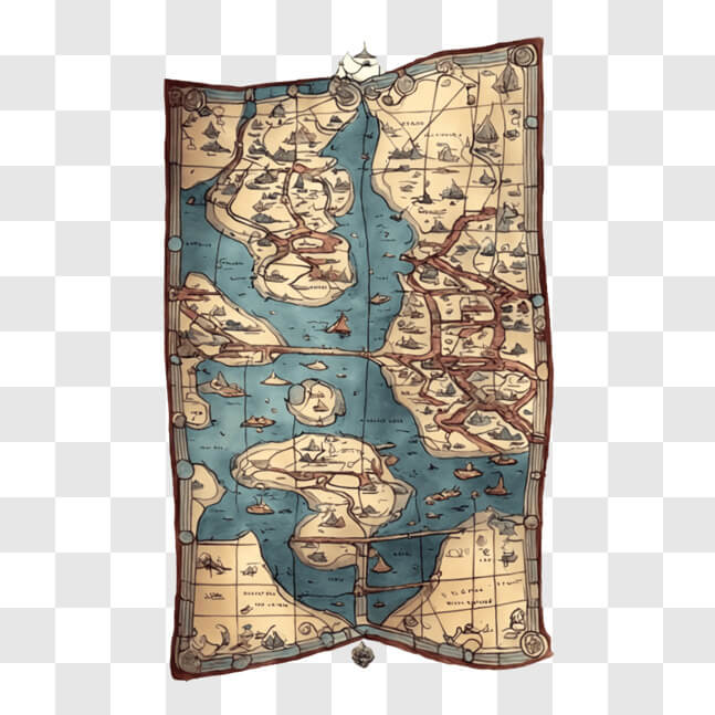 Download Old Map of Cities, Towns, and Villages in the Middle Ages PNGs ...