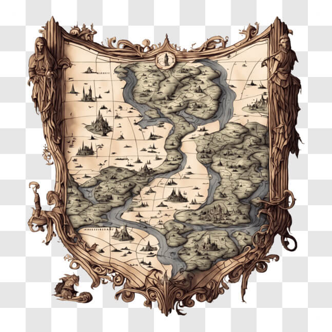 Download Old-fashioned Fantasy World Map with Islands and Landscapes ...