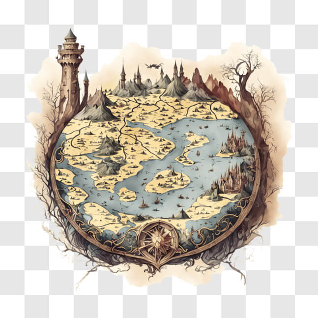 Download Fantasy World Map Illustration PNGs Online - Creative Fabrica