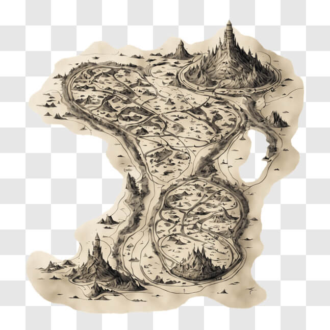 Download Black and White Island Map with Surrounding Islands PNGs ...