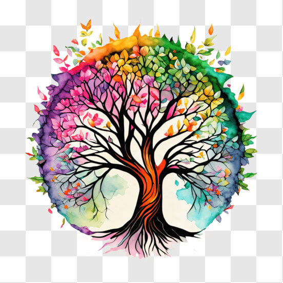 Download Colorful Peace Tree representing family, friendship, love, and ...