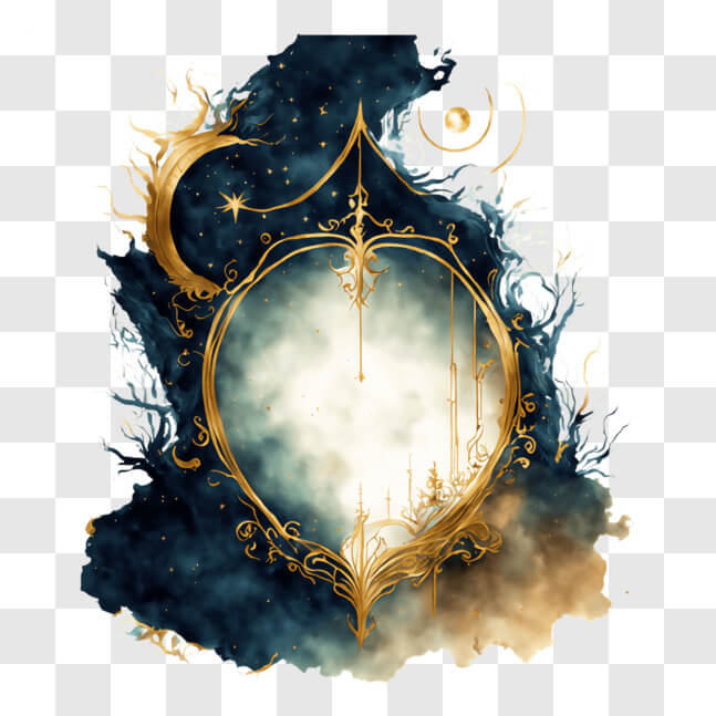Download Fantasy Circular Frame with Gold Stars and Moons PNGs Online ...