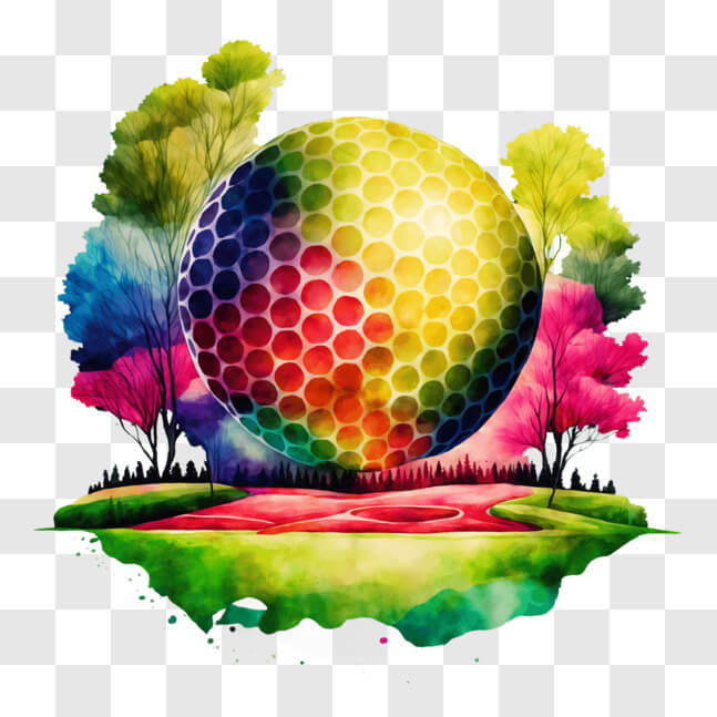 Download Colorful Golf Ball in Idyllic Landscape PNGs Online - Creative ...