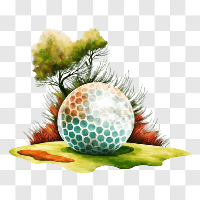 Download Golf Ball on Grass in Front of Trees and Plants PNGs Online ...