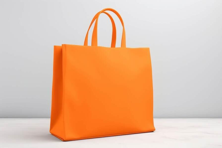 Download Orange Shopping Bag on White Table Mockups Online - Creative ...