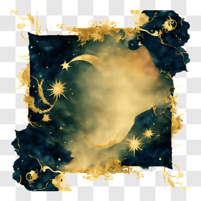 Download Black and Gold Celestial Frame with Stars and Constellations ...