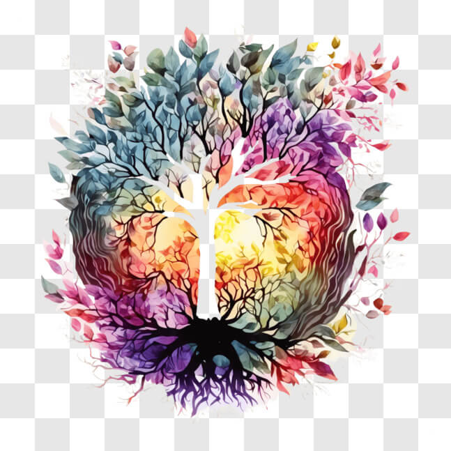 Download Colorful Tree of Life - Symbol of Nature and Spirituality PNGs ...