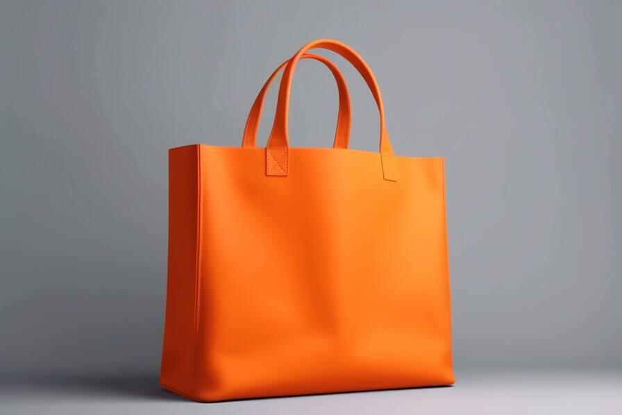 Download Orange Shopping Bag on Gray Background Mockups Online ...